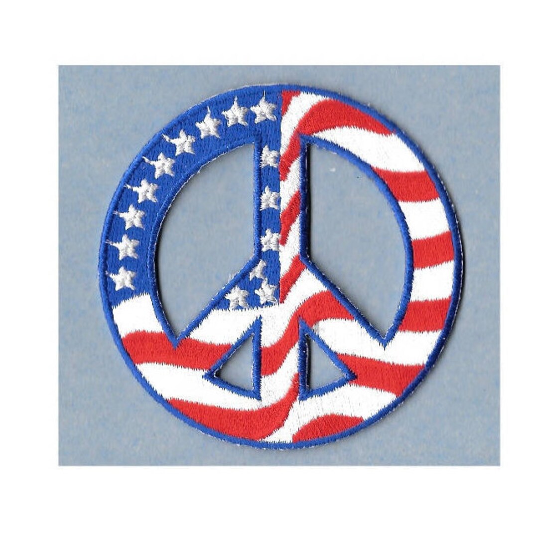 PEACE Sign - USA - Patriotic - Embroidered Iron on Applique Patch - 3 ...