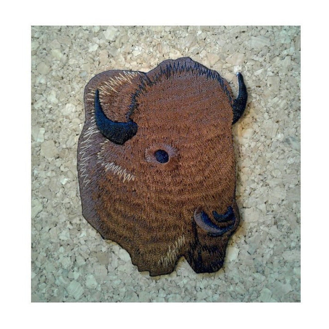 Buffalo - Brown Buffalo Head - Bison - Embroidered Iron on Patch ...
