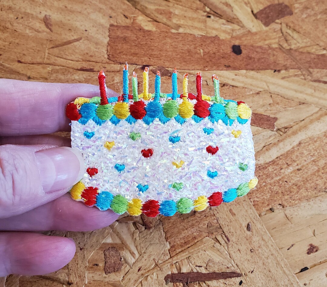 Birthday Cake W/candles - Embroidered Iron on Applique Patch - Etsy