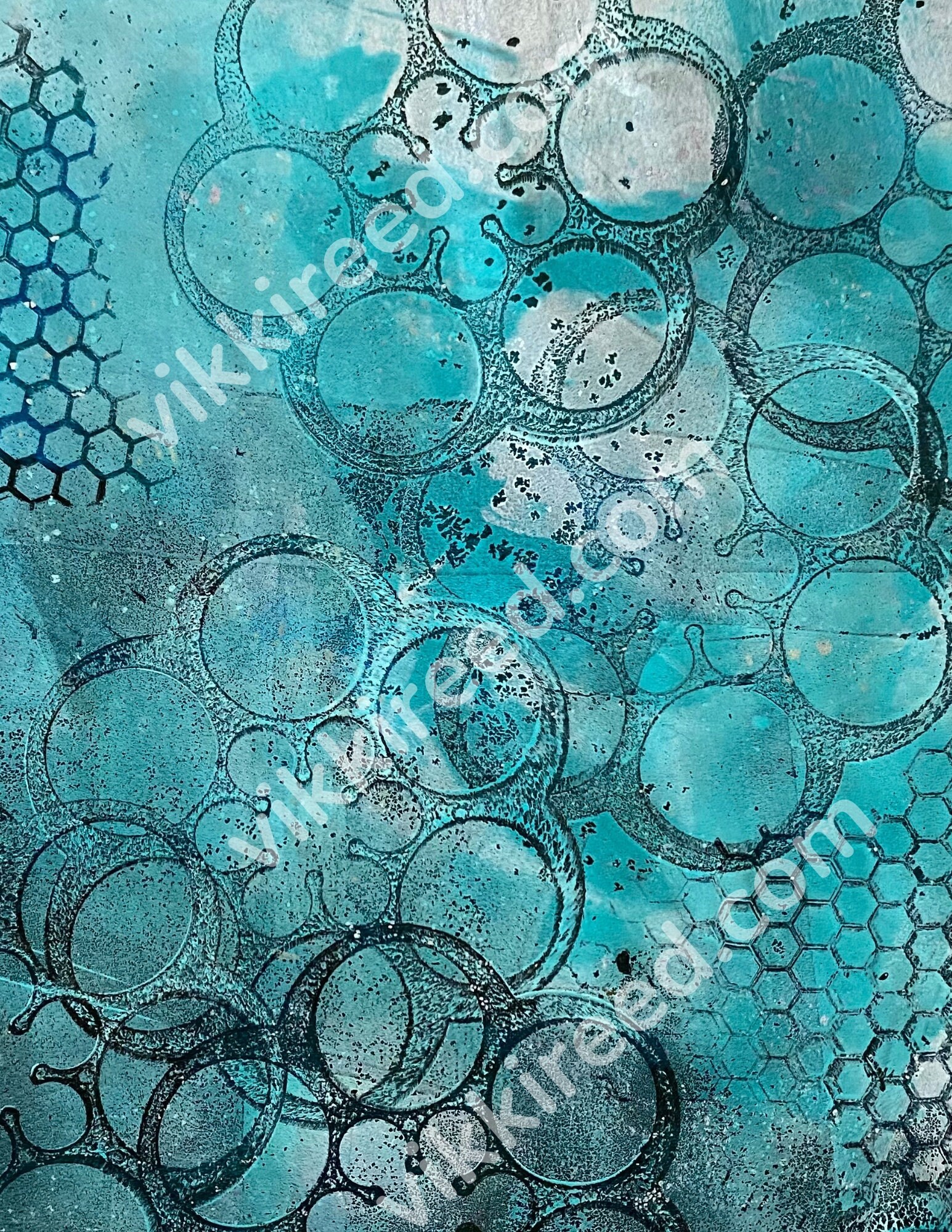 6 Mixed Media Printable Papers, Abstract Circle Themed Collage ...