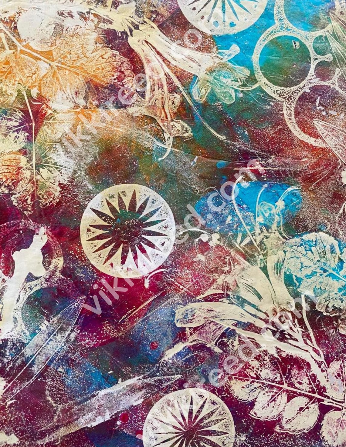 8 Mixed Media Printable Papers, Garden Fantasy Abstract Themed Collage ...