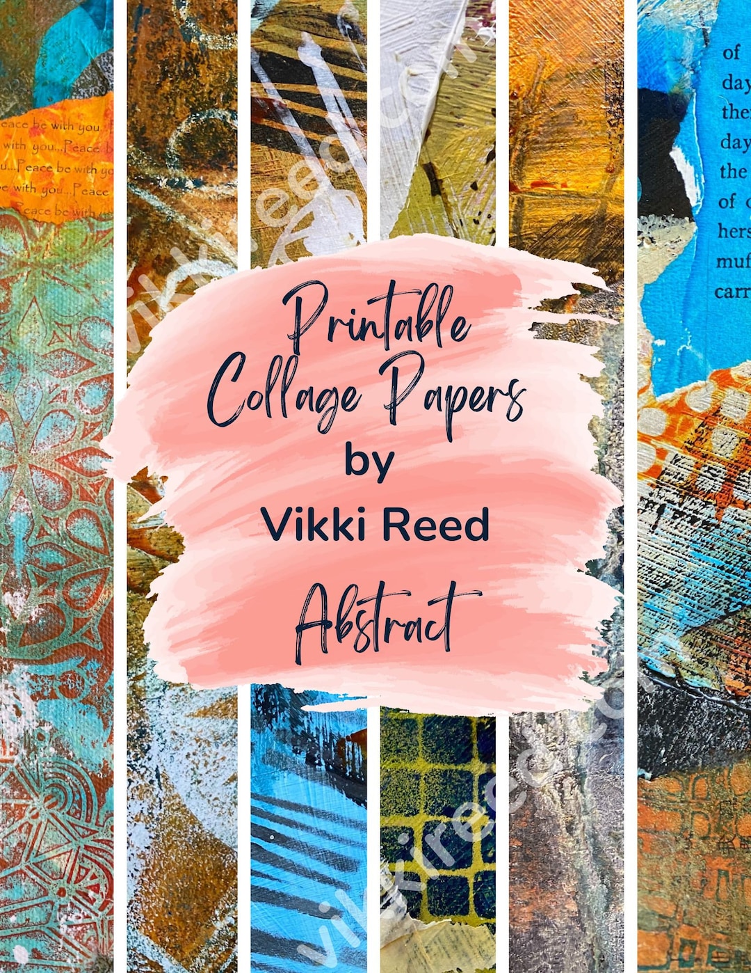 6 Mixed Media Printable Papers, Abstract Themed Collage Backgrounds - Etsy