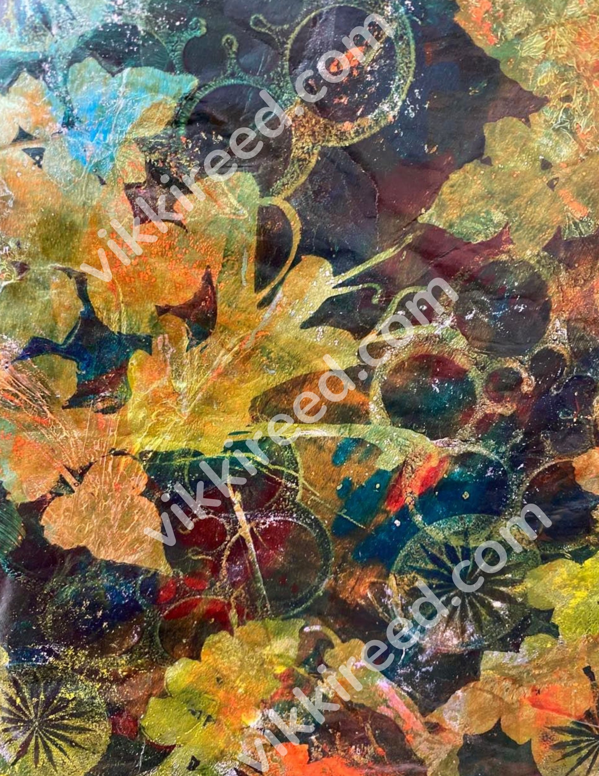 8 Mixed Media Printable Papers, Garden Fantasy Abstract Themed Collage ...