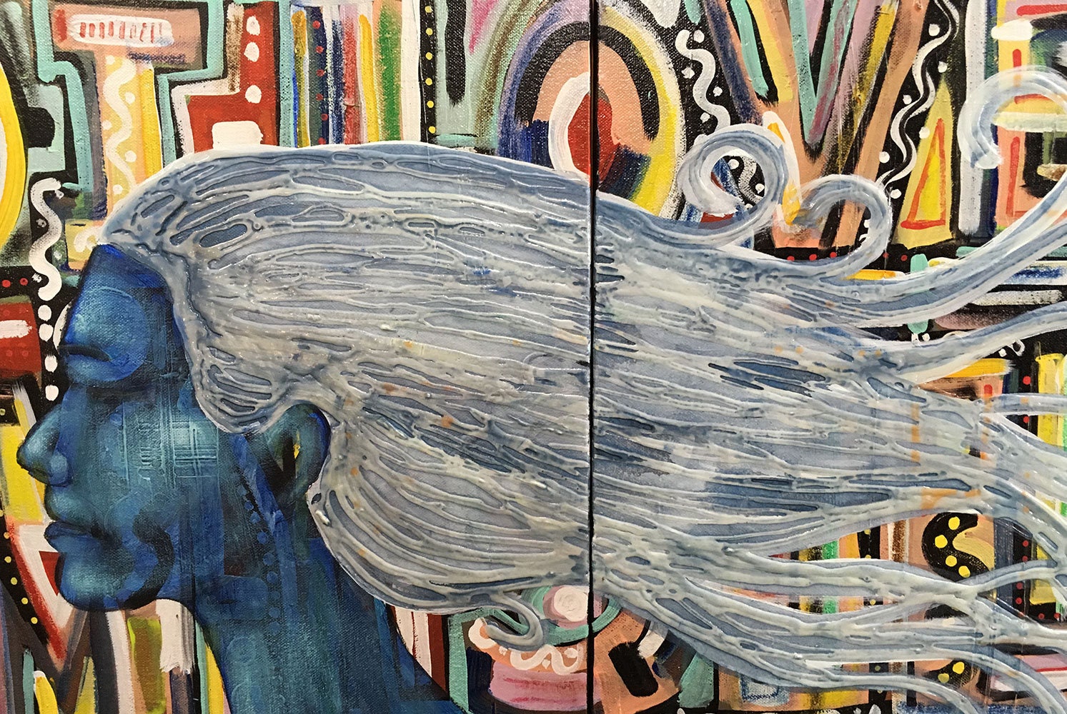 Abstract Mind Original Painting Wall Art by artist Rafi Perez Diptych ...