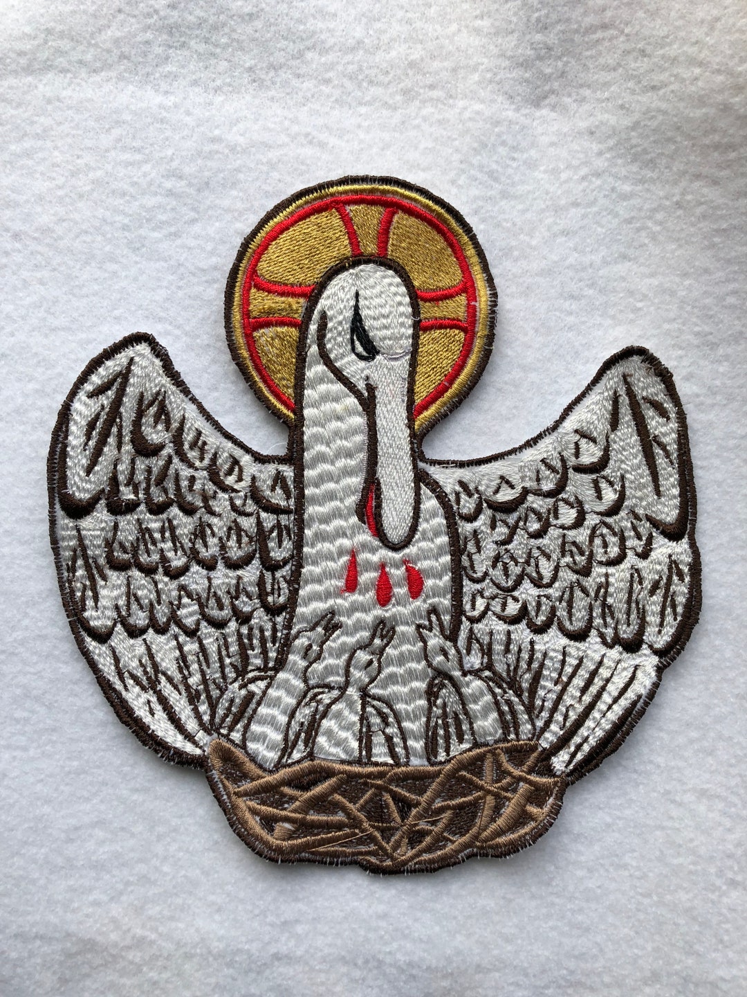 Embroidered Pelican Piety Large Christian Patch for Catholic Priest ...