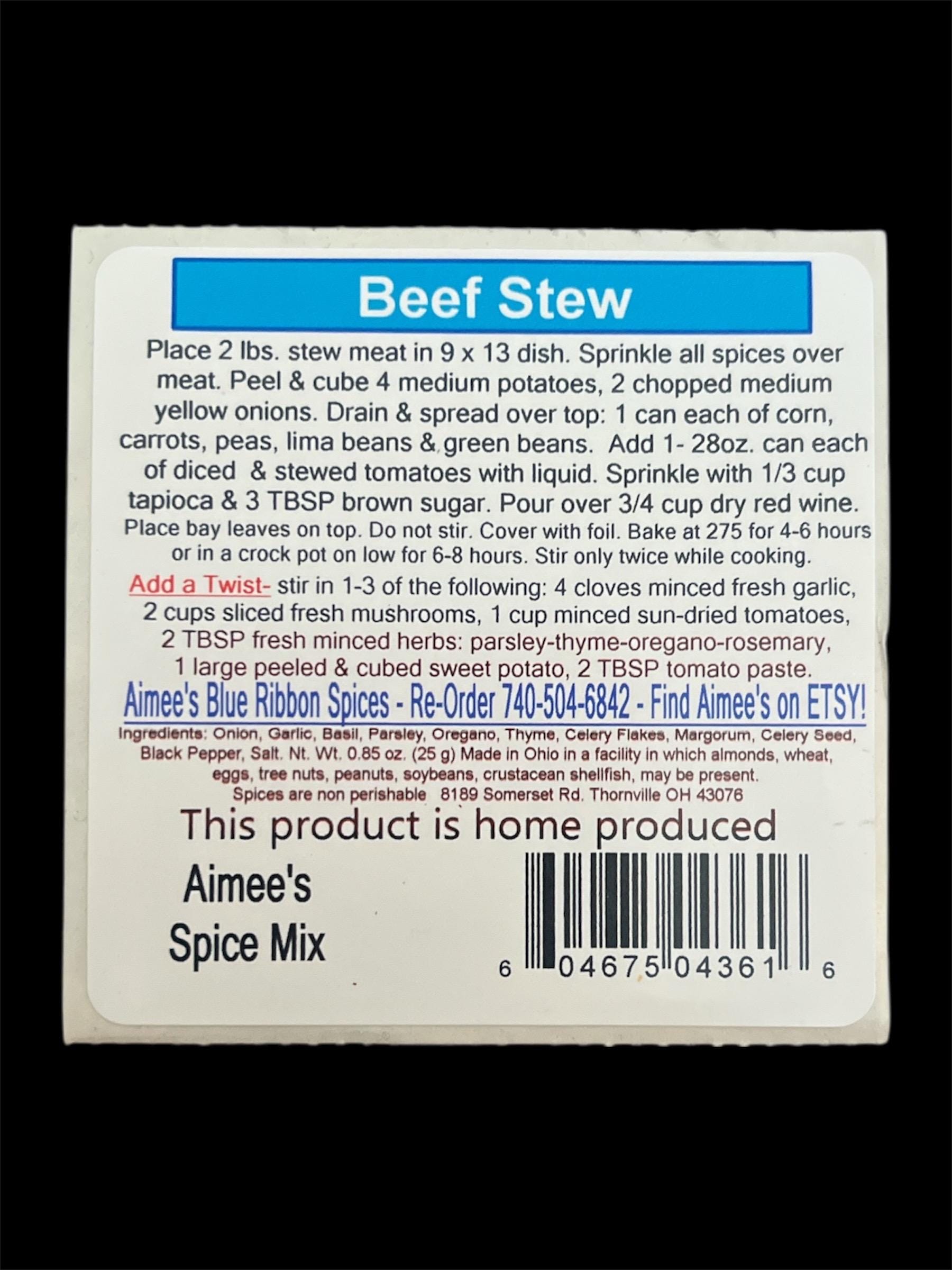 Beef Stew Meal Spice Seasoning Mix ~ Lynd Family Recipe - Dinner Family ...