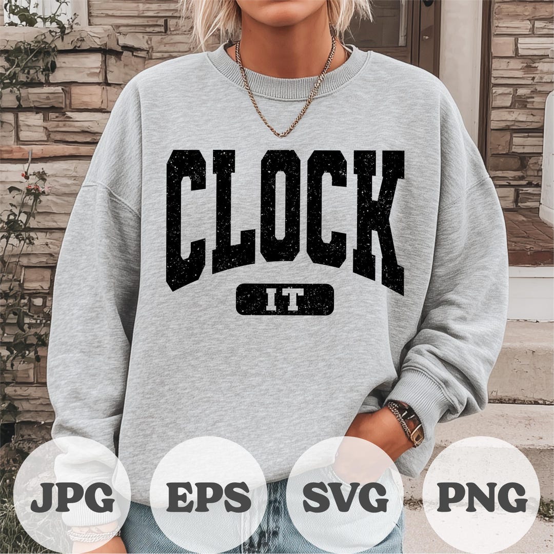 Clock It Varsity Retro Text SVG, Distressed College Font (digital ...