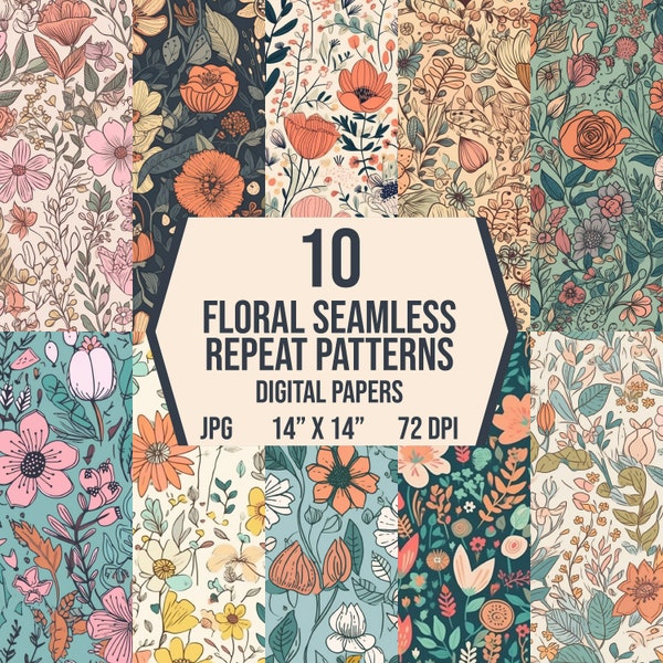 Hand Drawn Floral Pattern - Etsy