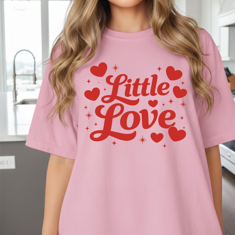 Little Love Retro Valentine Script SVG PNG Hearts Valentines Shirt ...