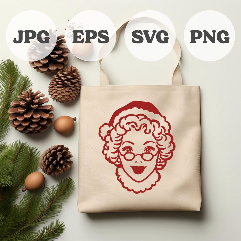 Retro Mrs. Claus Face SVG, Vintage Christmas Clipart (digital Download ...
