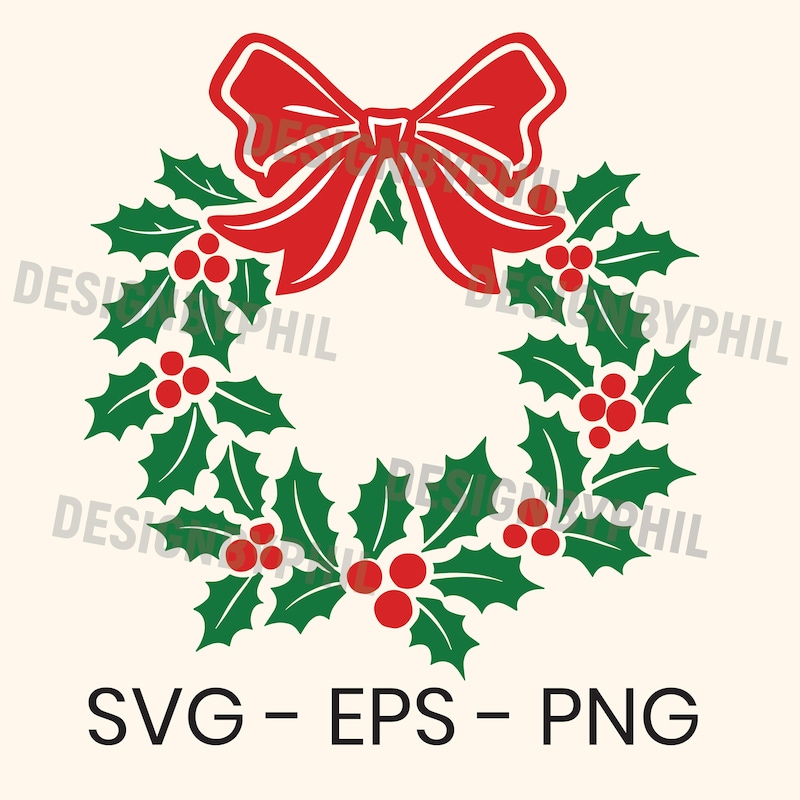 Holly Wreath Svg - Etsy