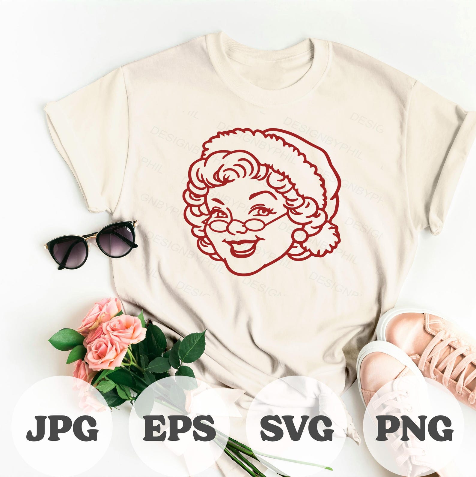 Retro Mrs. Claus Face SVG, Vintage Santa Christmas Clipart (digital ...