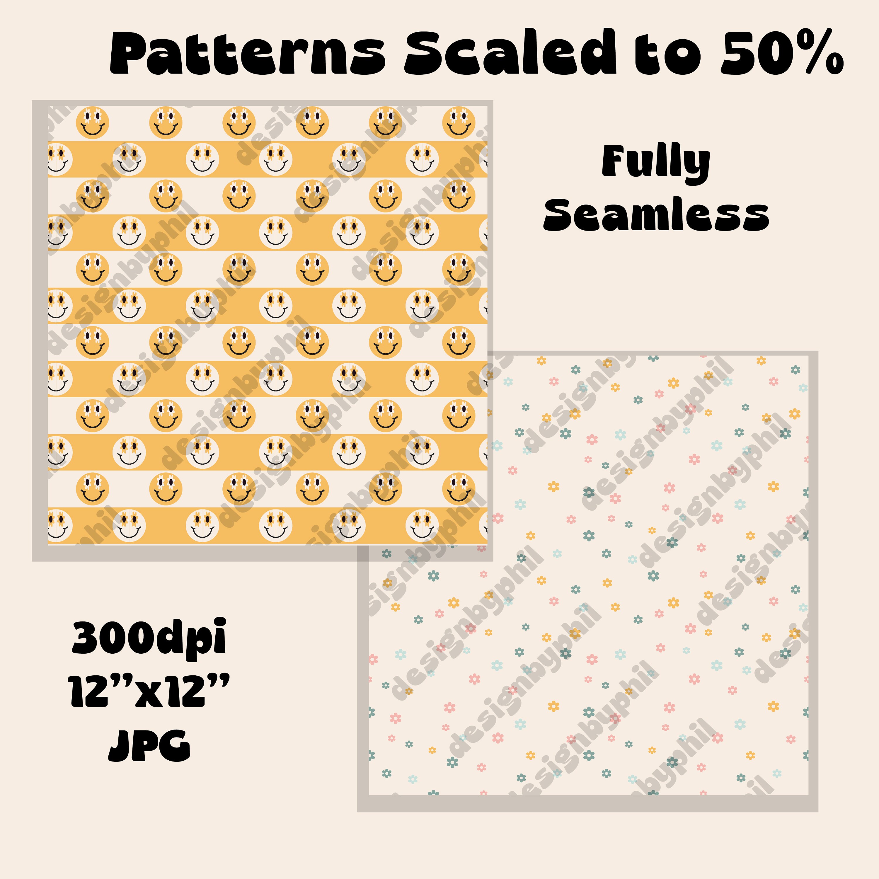 GROOVY RETRO Retro Happy Face Seamless Repeat Pattern Smile - Etsy