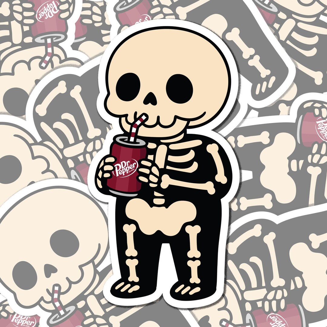 Kawaii Skeleton Dr Pepper Sticker – Halloween Vinyl Decal - Etsy