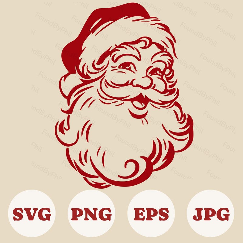 Santa Head Clipart - Etsy