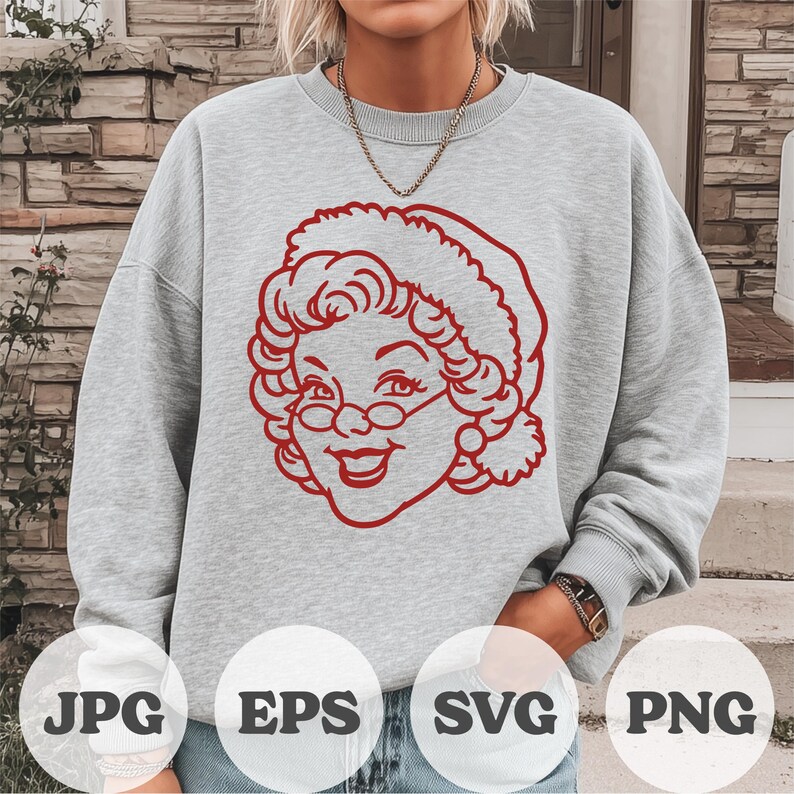 Retro Mrs. Claus Face SVG, Vintage Santa Christmas Clipart (digital ...