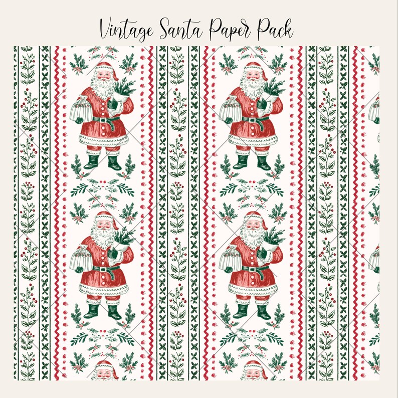 Vintage Santa Christmas Paper Pack: 14 Retro Holiday Patterns (digital ...