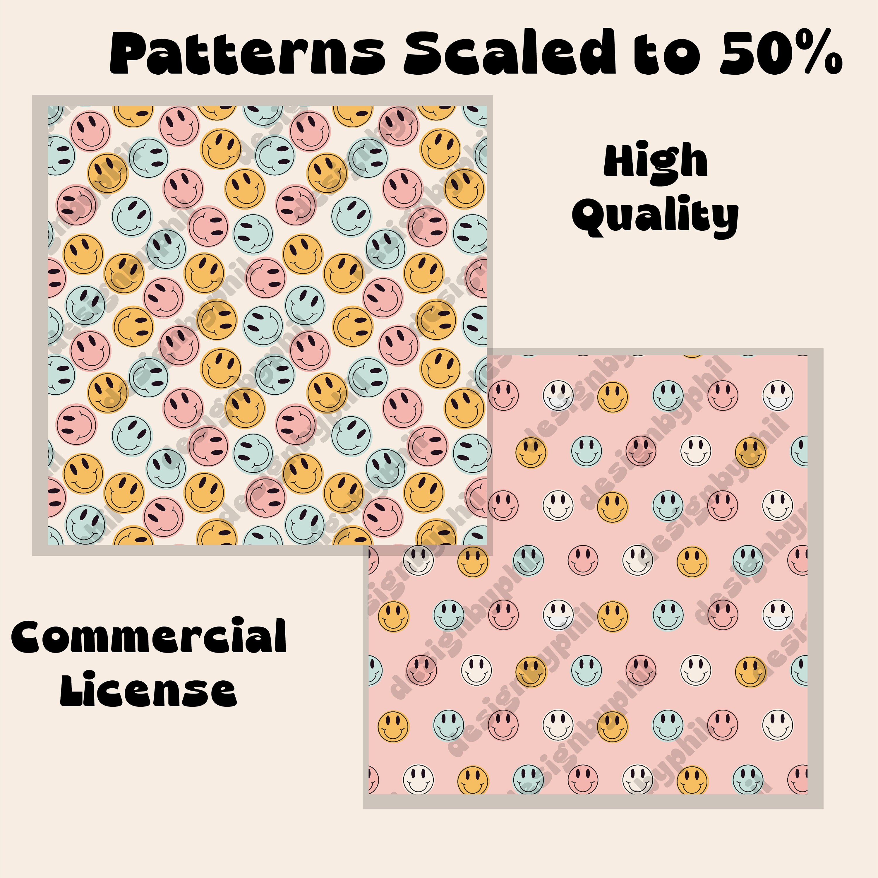 GROOVY RETRO Retro Happy Face Seamless Repeat Pattern Smile - Etsy