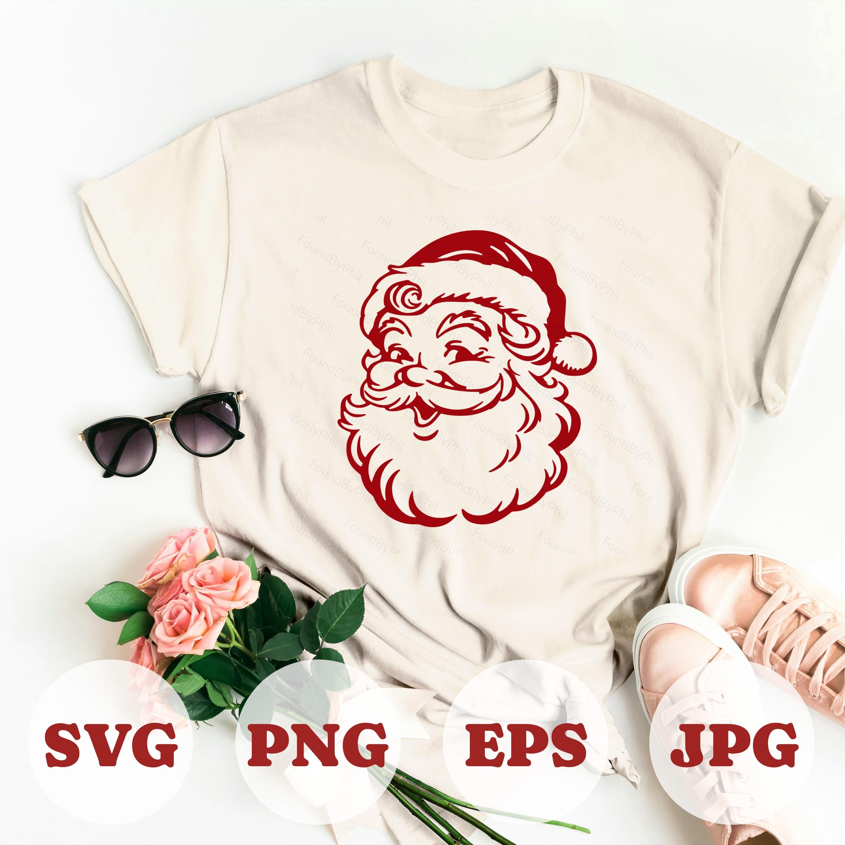 Retro Santa SVG, Vintage Christmas Line Art, Minimalist Holiday ...