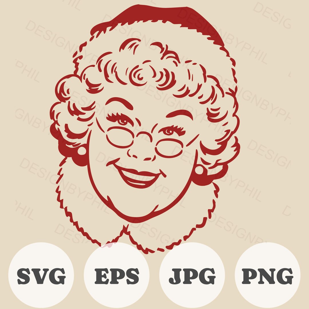 Retro Mrs. Claus Face SVG, Vintage Christmas Clipart (digital Download ...
