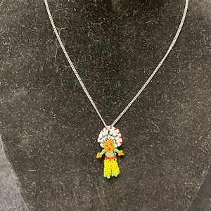 Hand-beaded Native American Pendant Figurine Necklace - Etsy