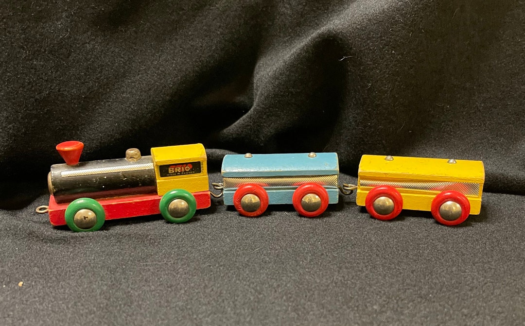 Brio Wooden Train With 2 Cars - Etsy