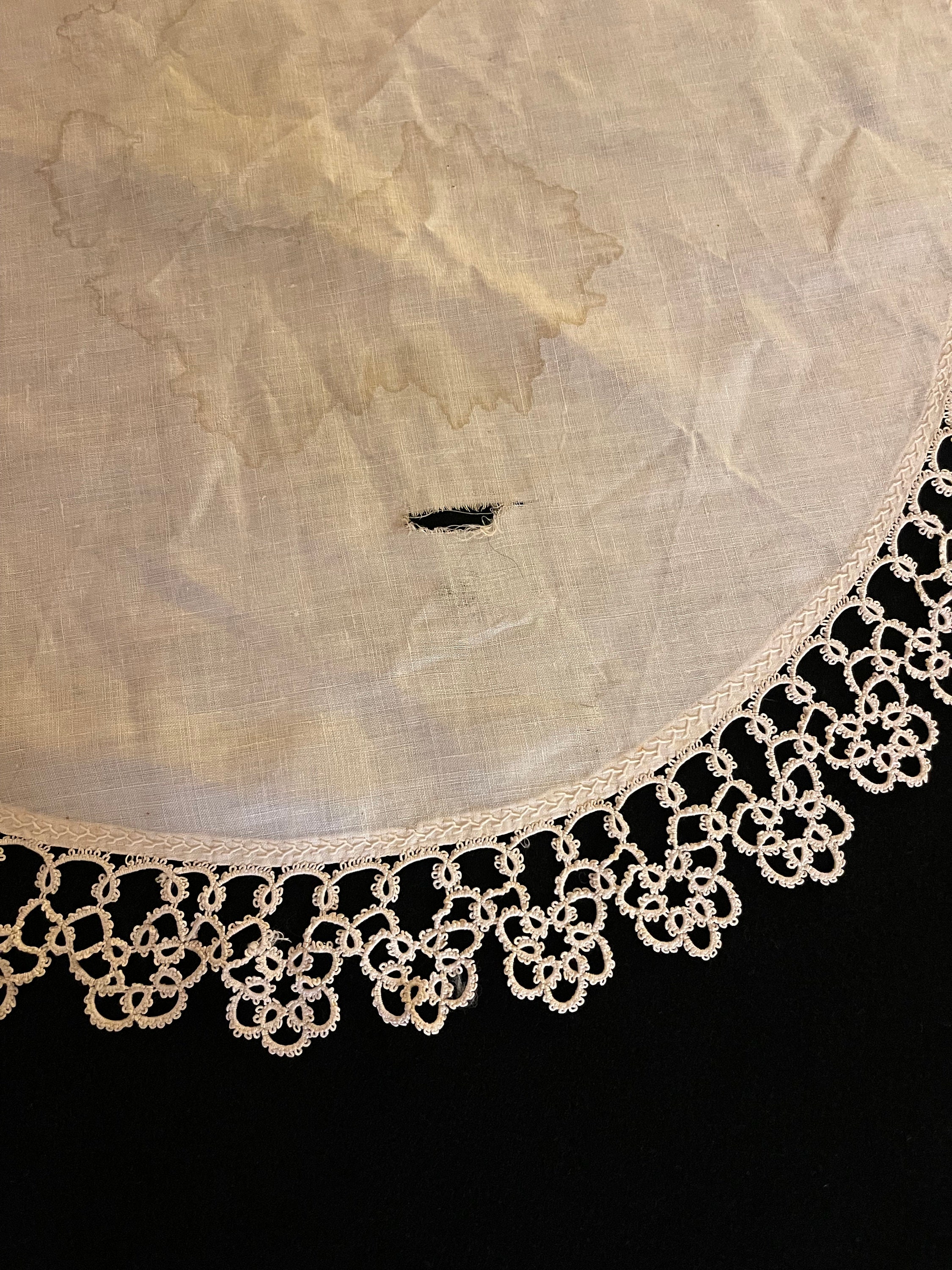 22" Linen Doily With Tatted Trim - Etsy