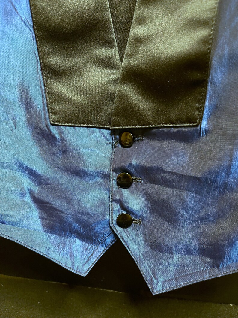 Men's Bright Blue Vest With Black Lapels - Etsy