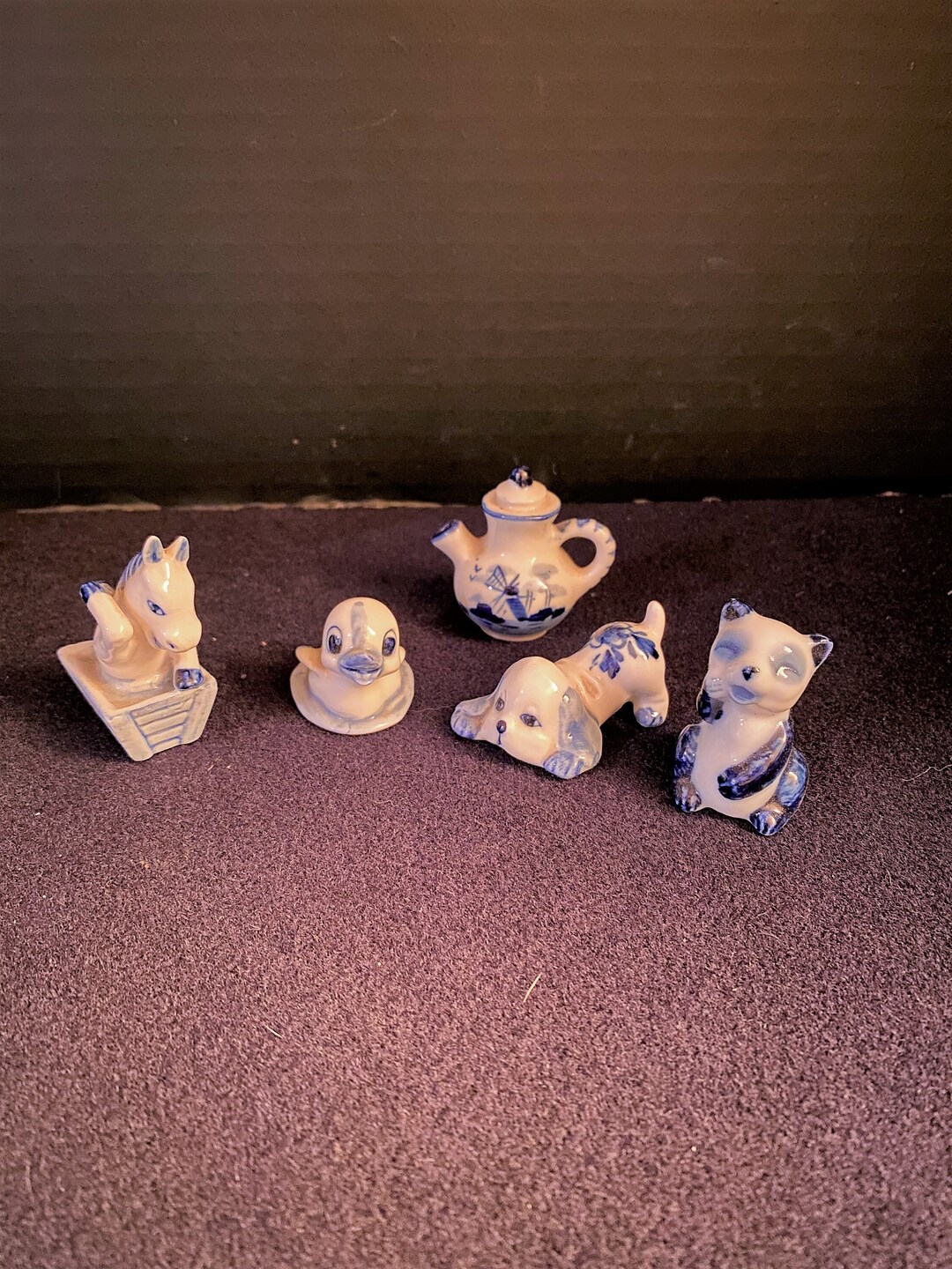 Delft Figurines Horse Duck Dog Panda and Tea Pot - Etsy