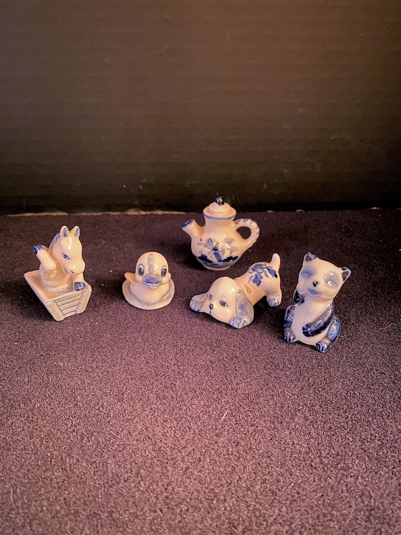 Delft Figurines Horse Duck Dog Panda and Tea Pot - Etsy
