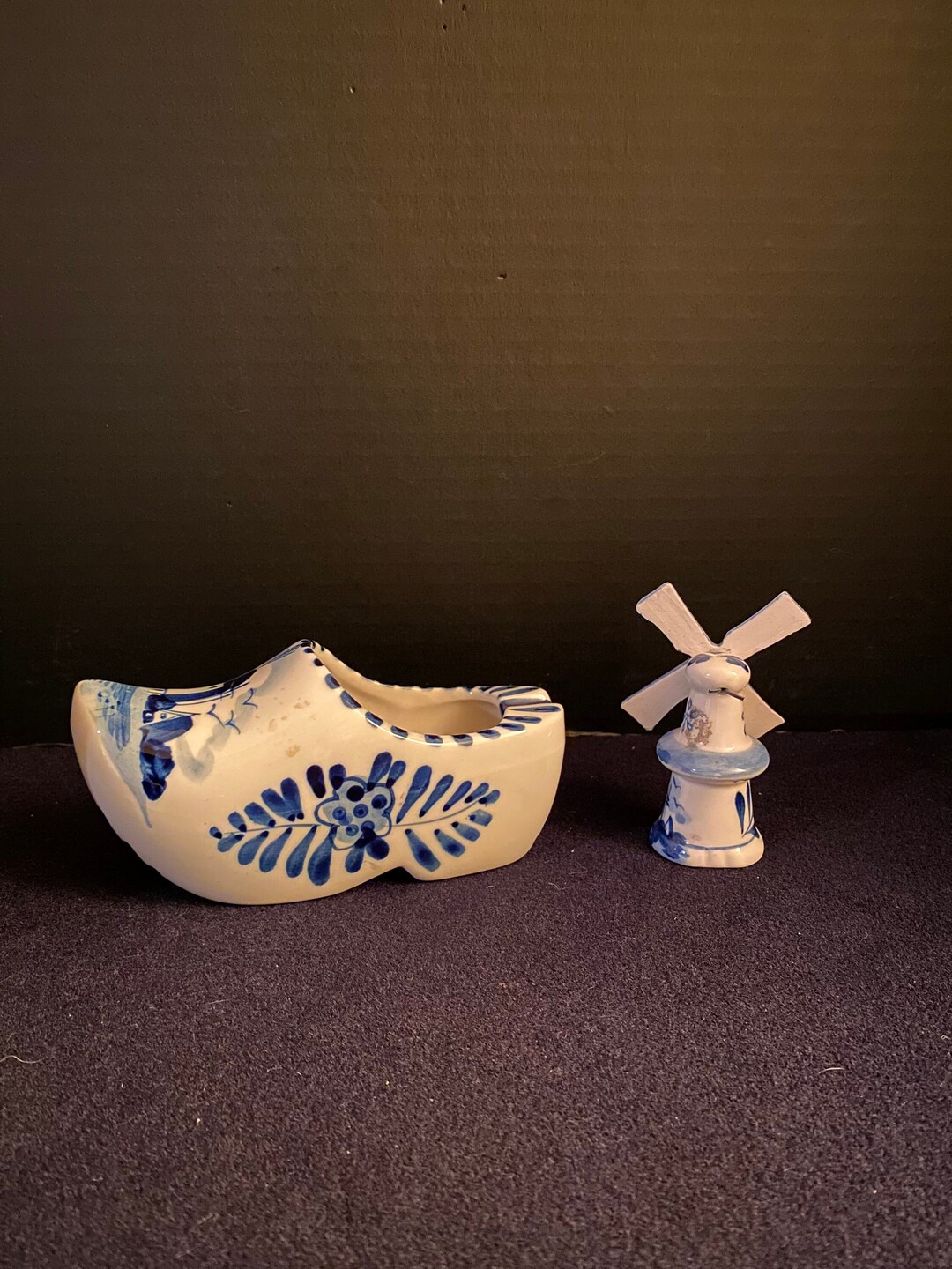 Delft Windmill and Delfts Blue China Wooden Shoe Ashtray - Etsy