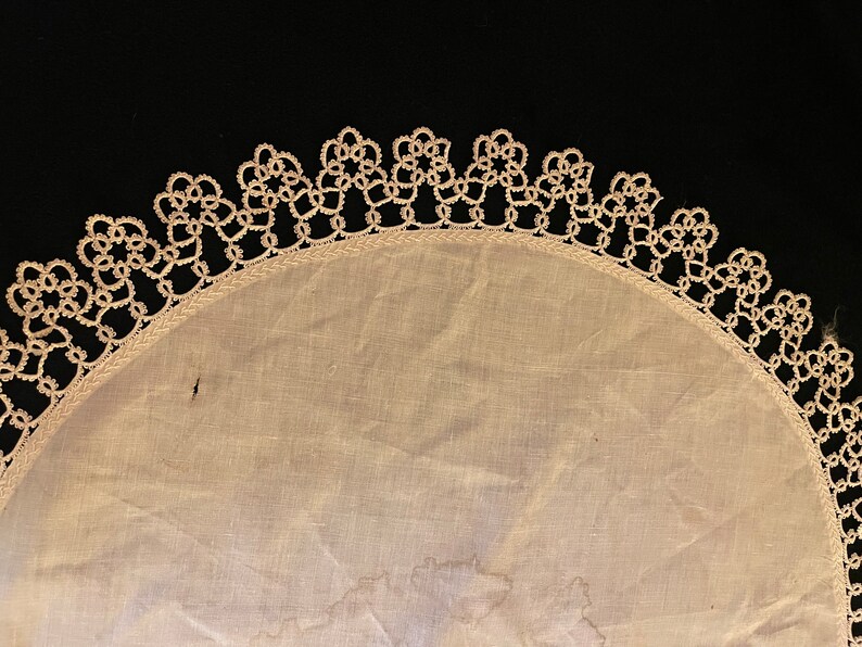 22" Linen Doily With Tatted Trim - Etsy