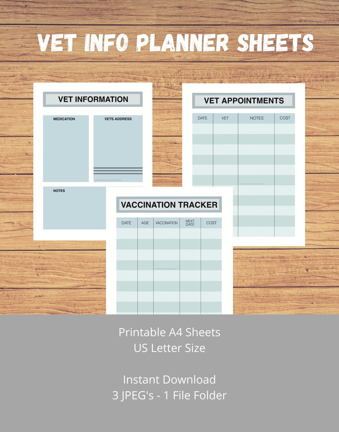 Printable Pet Care Planner Pet Planner Vaccination Record - Etsy