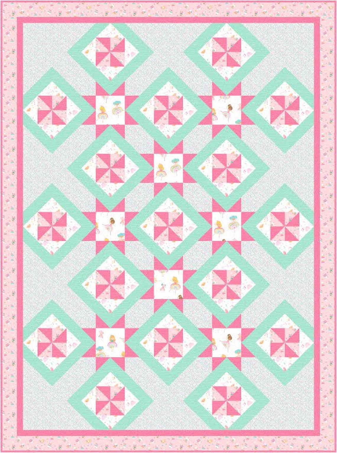 Cartwheels Quilt Pattern, PDF, Queen, Twin, Baby, Dear Stella, Meet Me ...