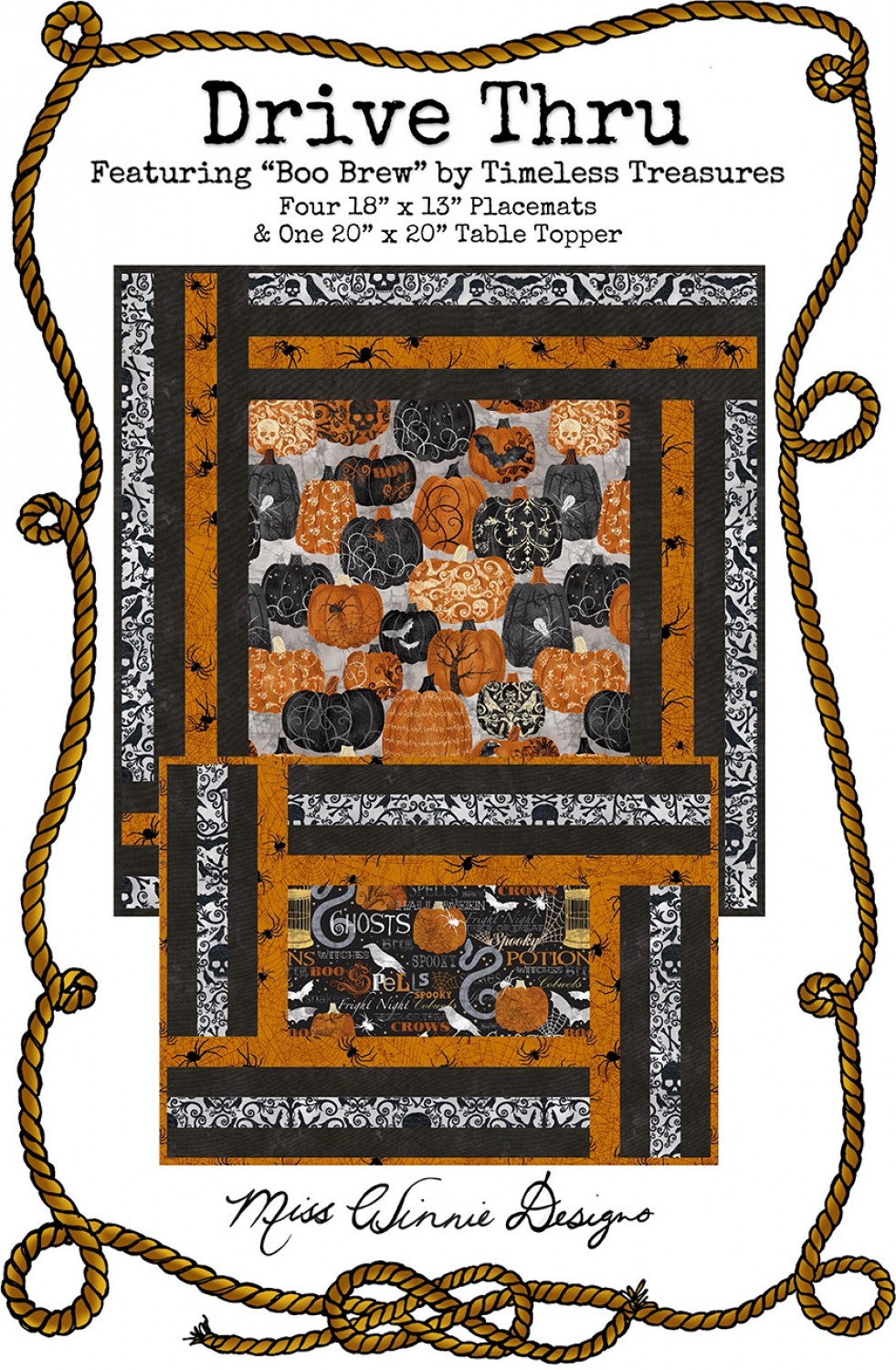 Drive Thru Quilt Pattern Placemats and Topper by Miss Winnie Designs - Etsy