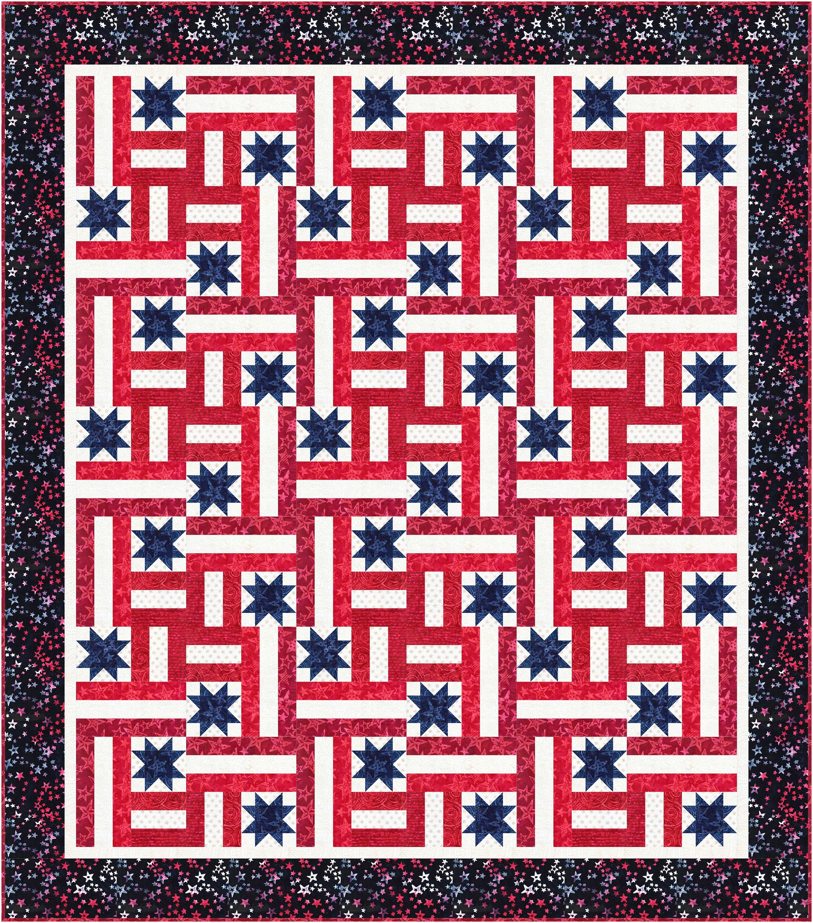 4th of July Quilt Pattern, Quilt of Valor, Stars and Stripes, Batiks ...