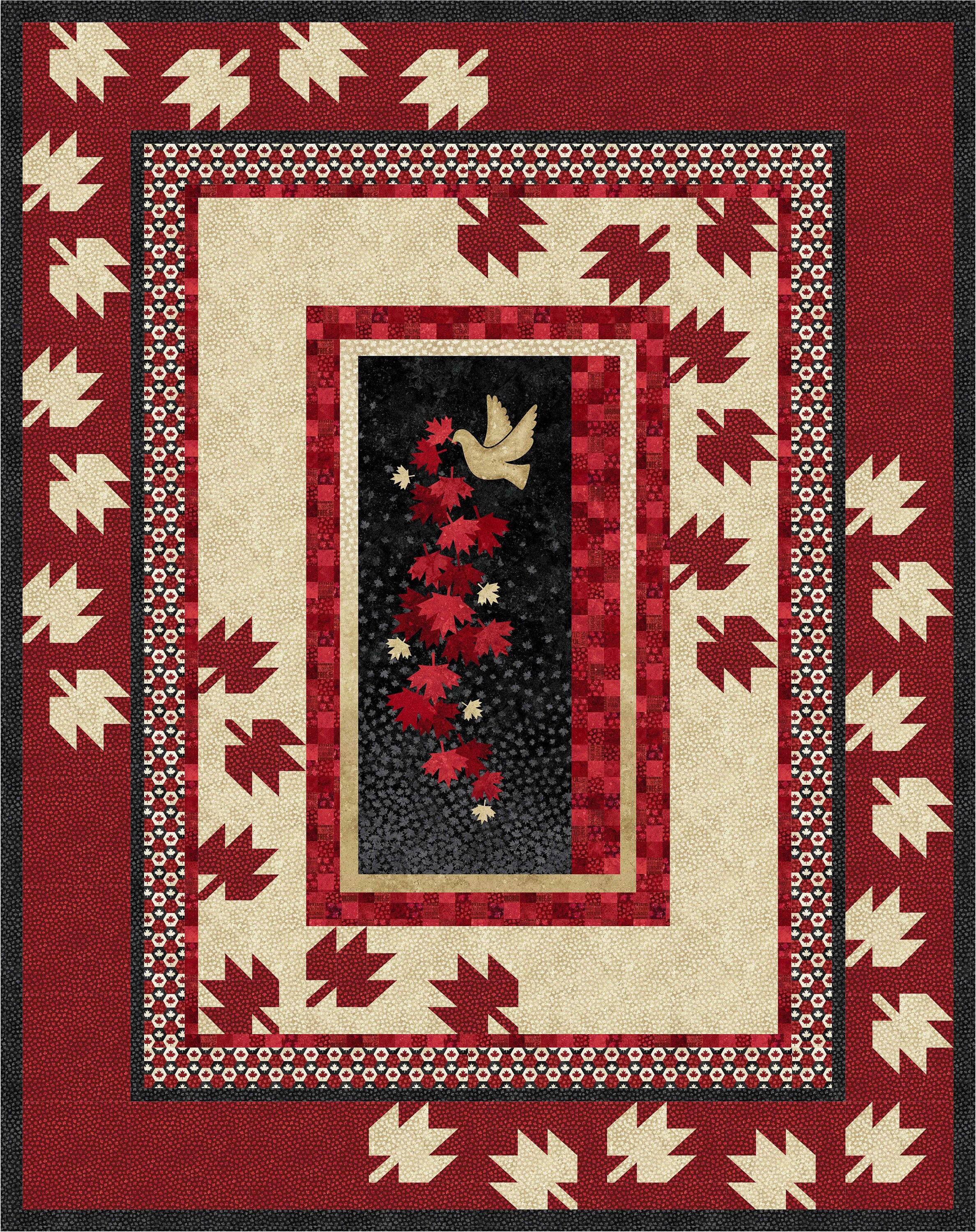 Scattered Leaves Quilt Pattern, Northcott, Canadian Fabrics, Maplewood ...
