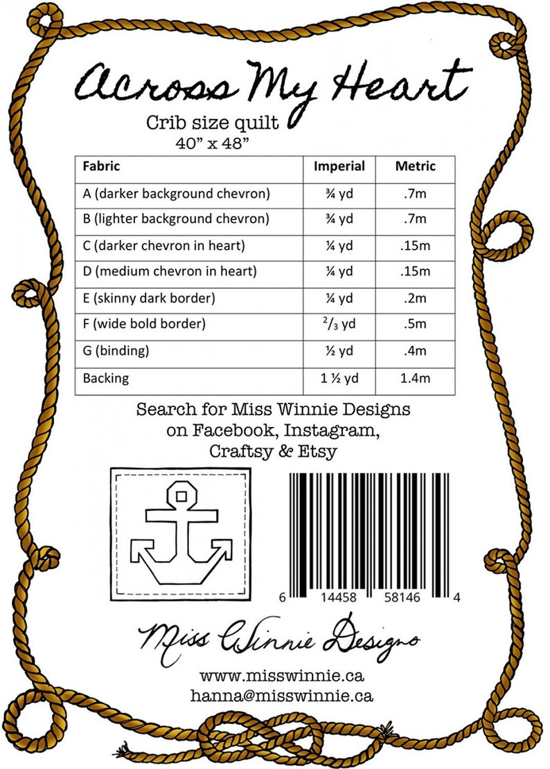 Across My Heart Quilt Pattern by Miss Winnie Designs - Etsy