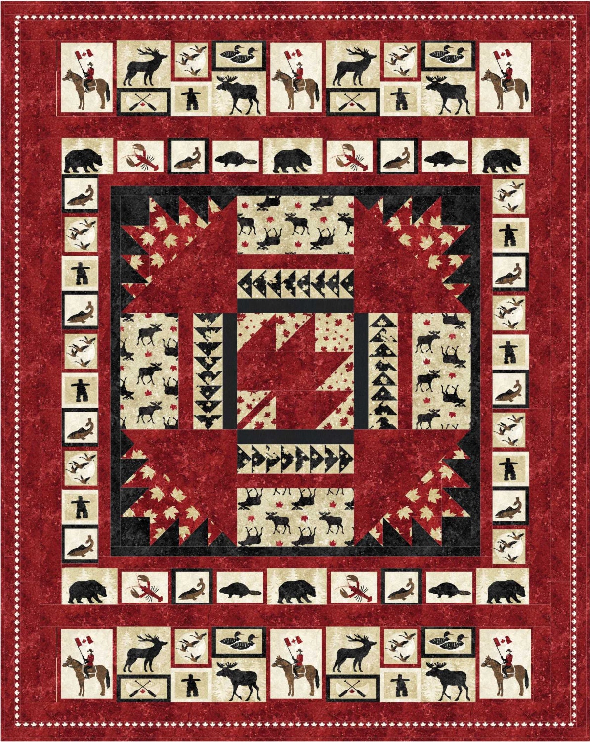 Pattern (hard Copy) to Make Oh Canada Quilt 60" X 76" Using Stonehenge ...
