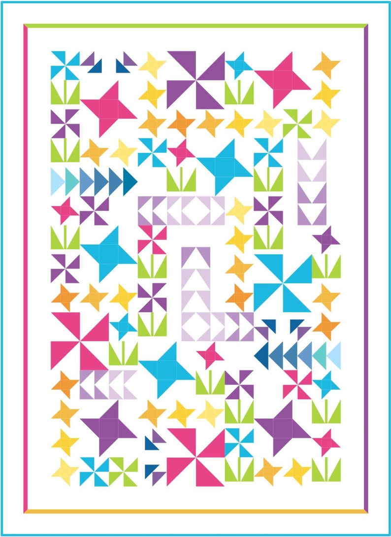 Download PDF Bright Fun Quilt Pattern Large Lap or Bunk Size - Etsy