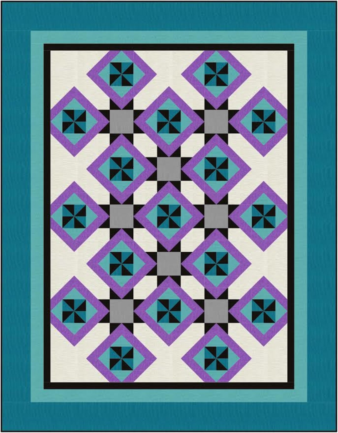 Cartwheels Quilt Pattern, PDF, Queen, Twin, Baby, Dear Stella, Meet Me ...