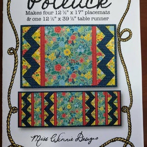 Potluck Quilt Placemat Runner Pattern by Miss Winnie Designs - Etsy