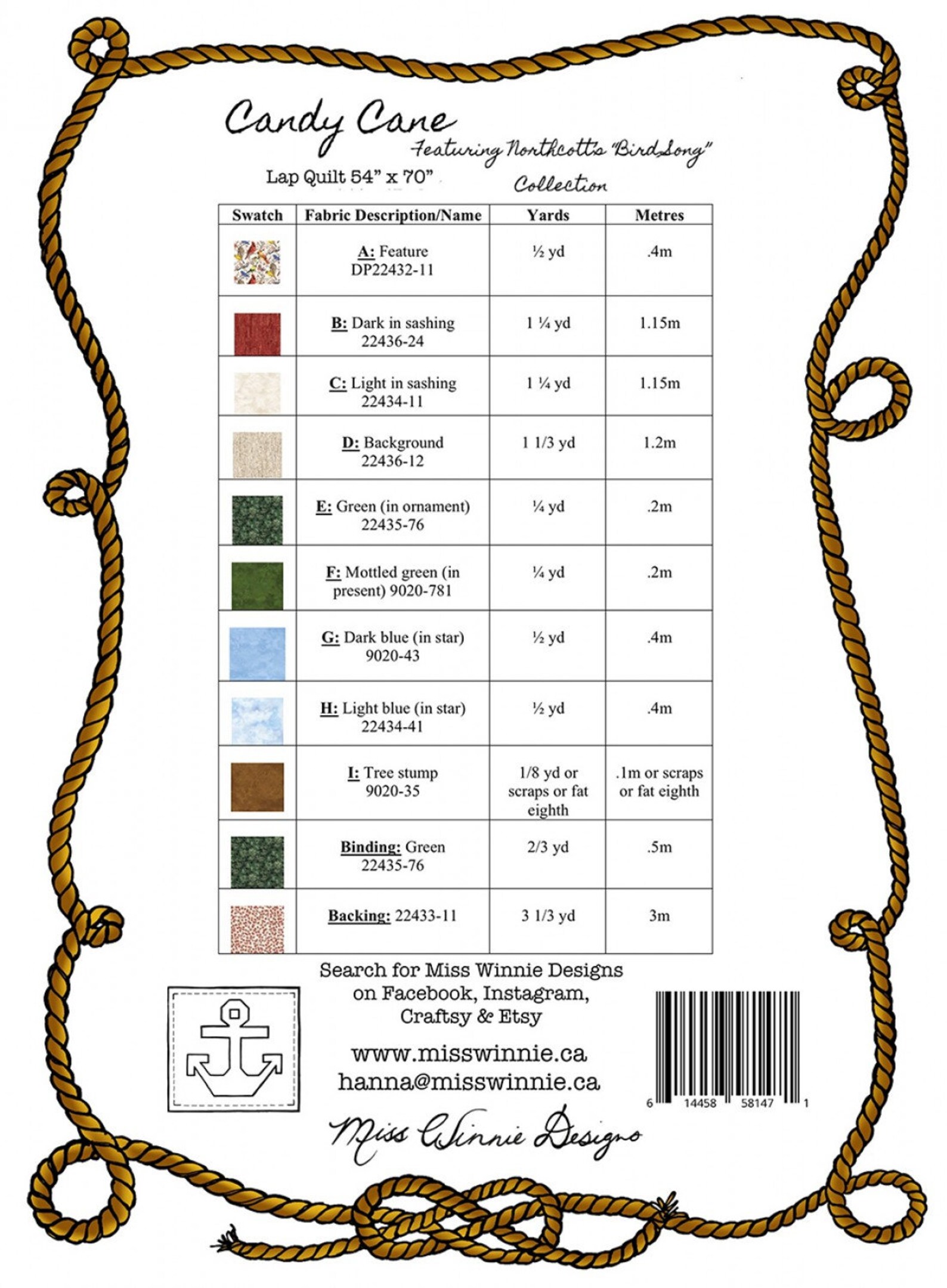 Candy Cane Quilt Pattern by Miss Winnie Designs - Etsy