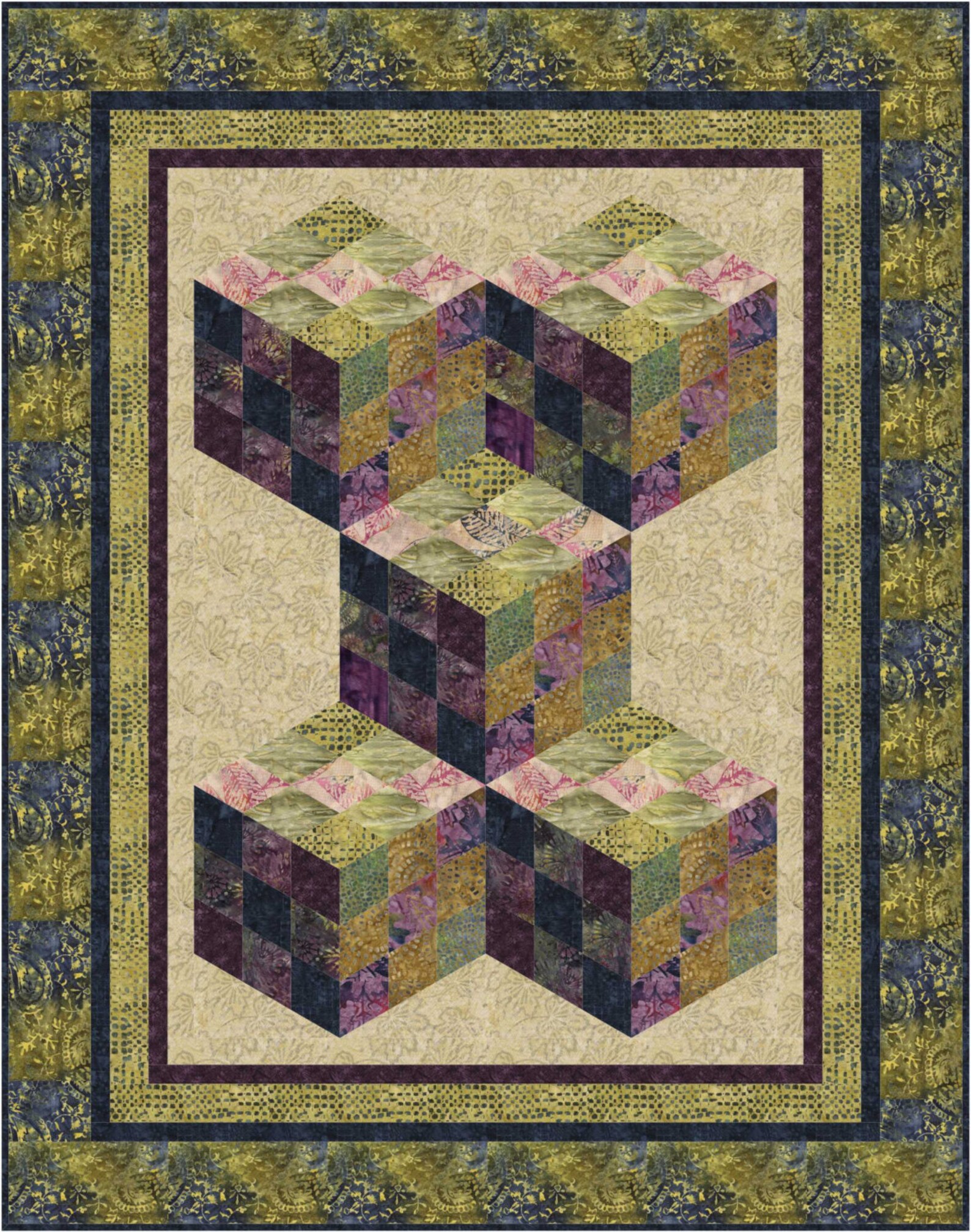 Nine Patch Tumbler Quilt Pattern. Queen. Lap. Tumbling. Block ...