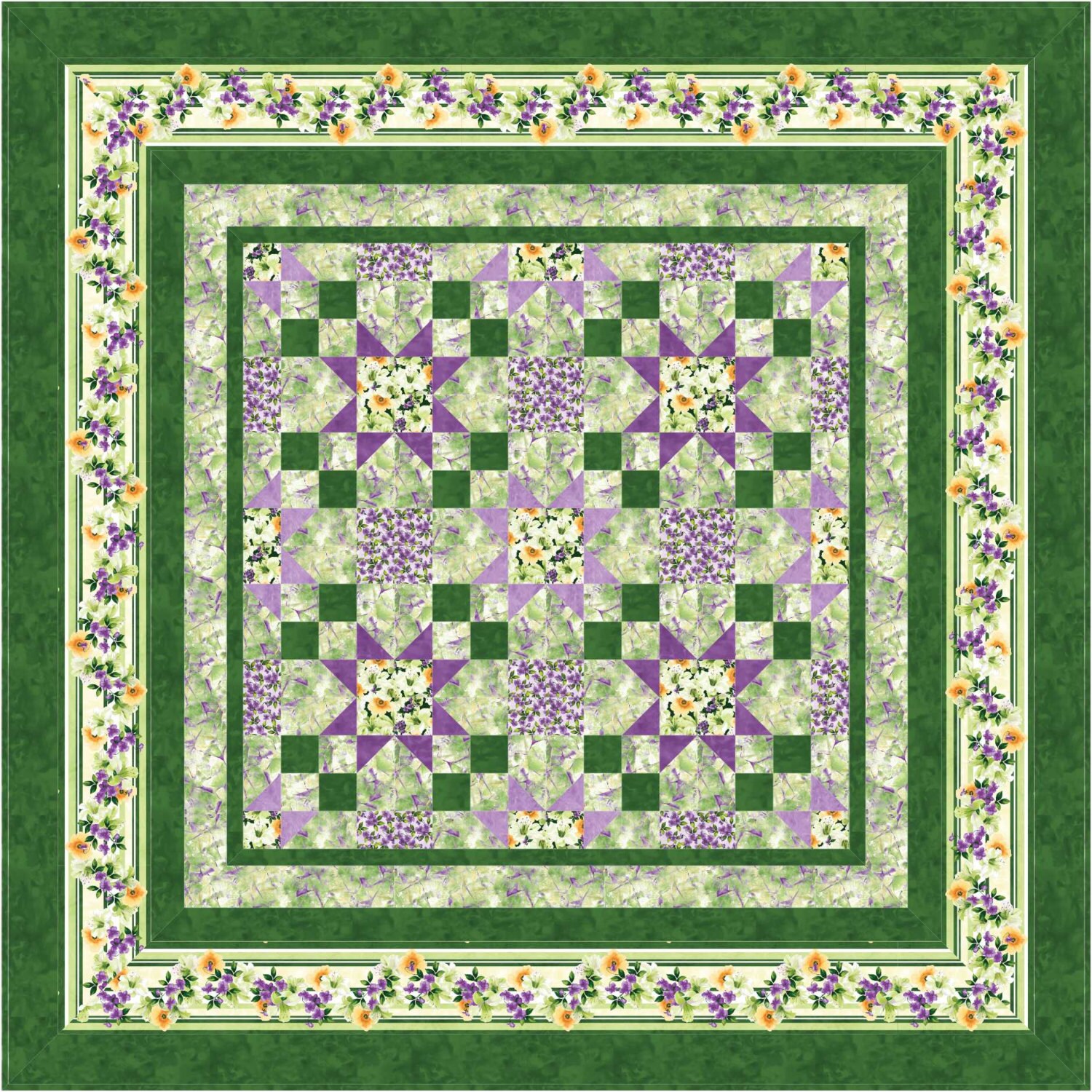 Multi Siz Instant Download Pattern "watercolor Garden" Easy. Northcott ...