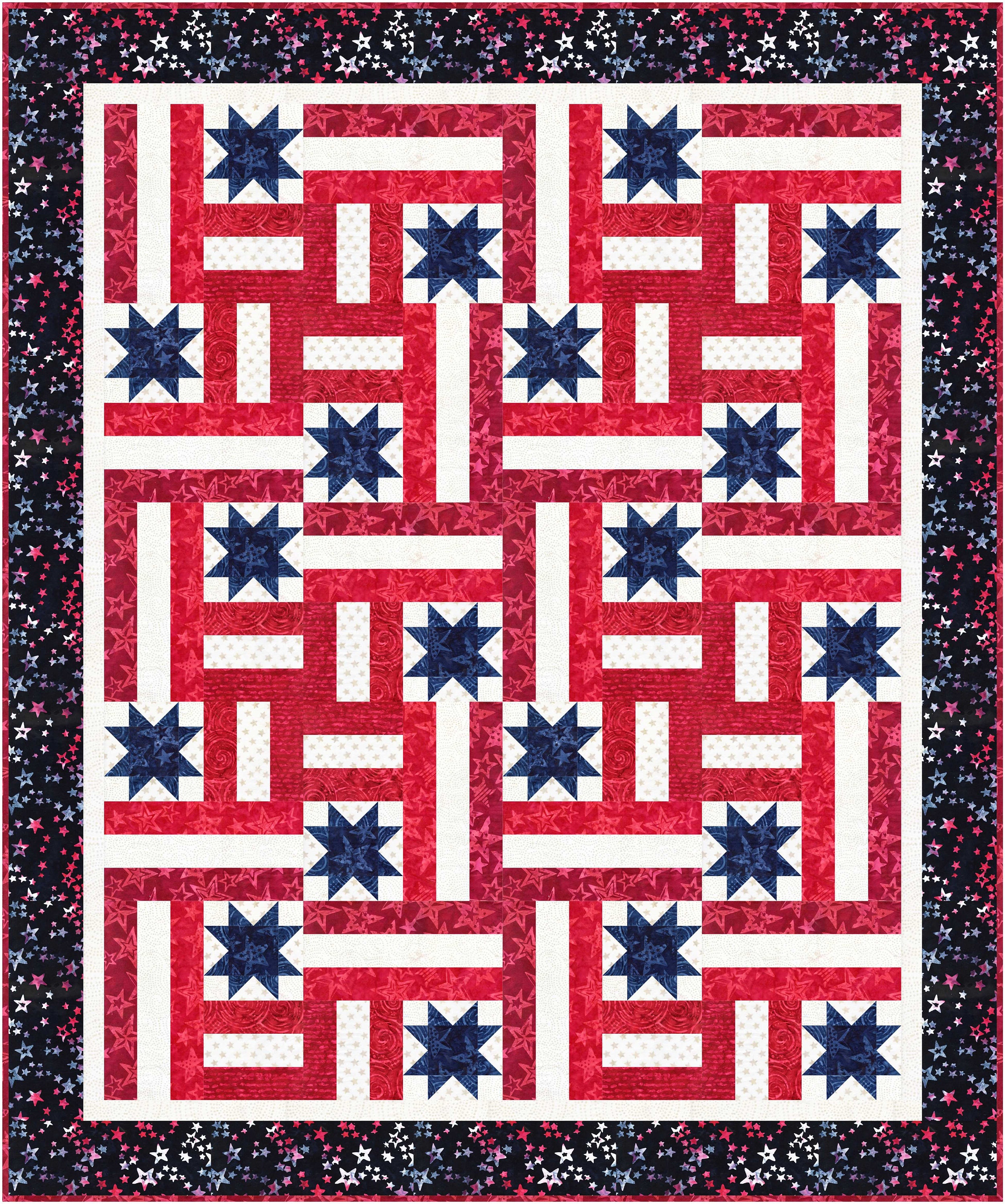 4th of July Quilt Pattern, Quilt of Valor, Stars and Stripes, Batiks ...