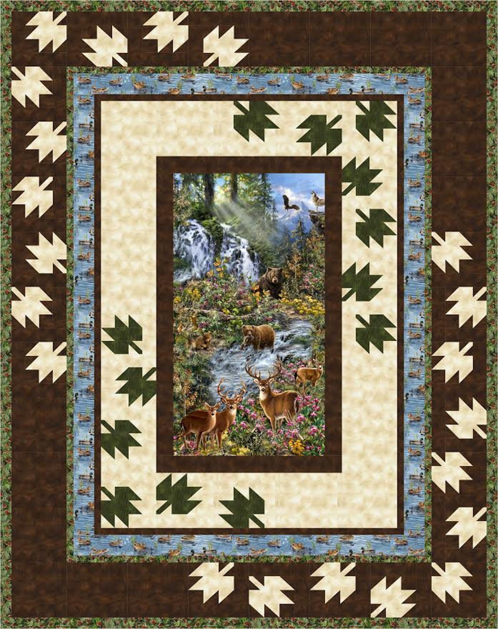 Scattered Leaves Quilt Pattern, Panel, Saddle River, Timeless Treasures ...