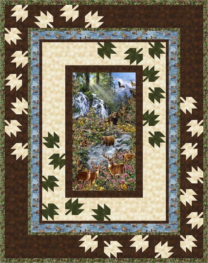 Scattered Leaves Quilt Pattern, Panel, Saddle River, Timeless Treasures ...