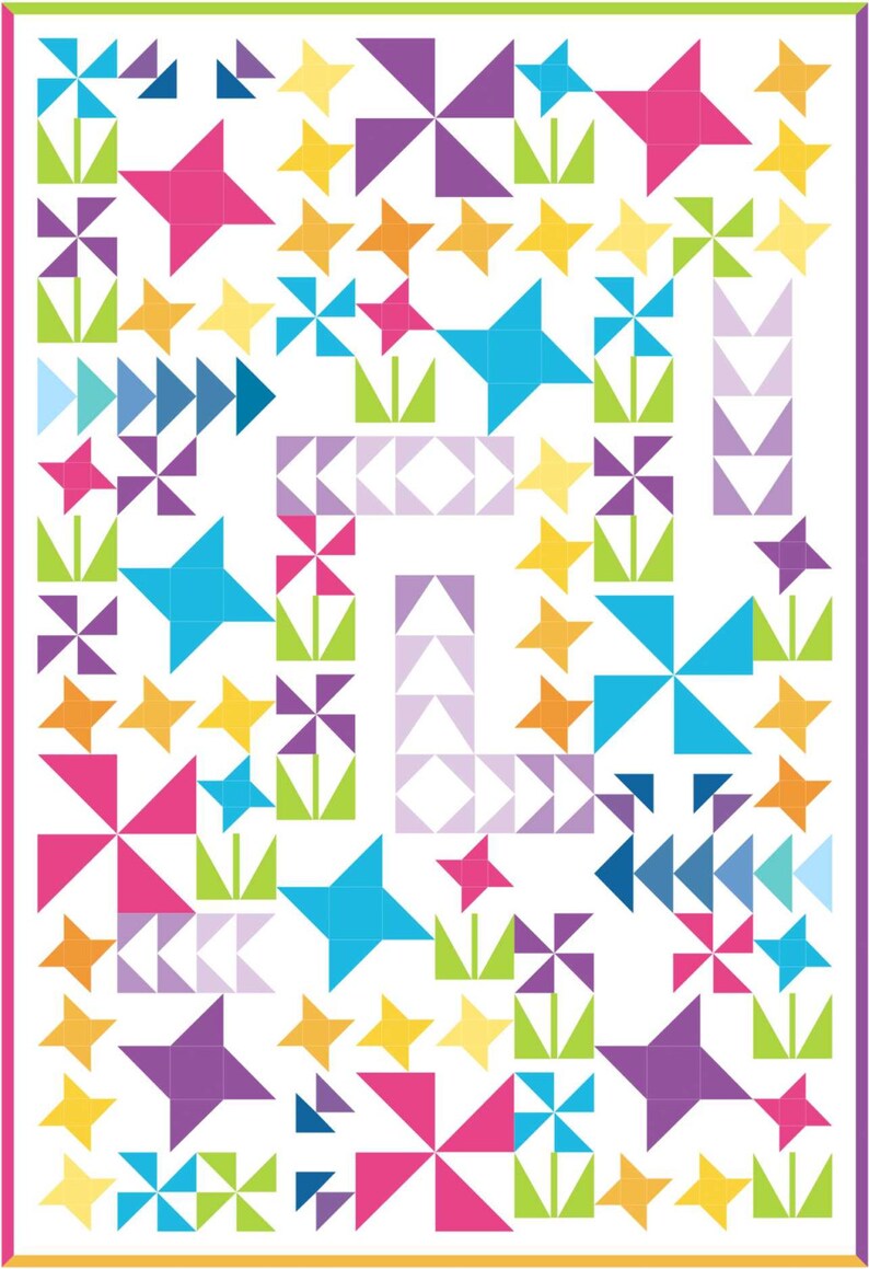 Download PDF Bright Fun Quilt Pattern Large Lap or Bunk Size - Etsy