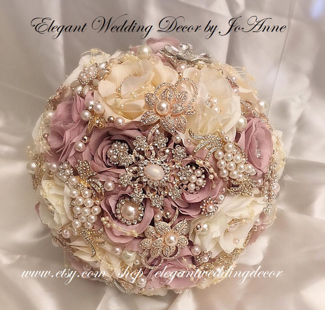 Dusty Rose BOUQUET Custom Handmade Bridal Brooch Bouquet - Etsy